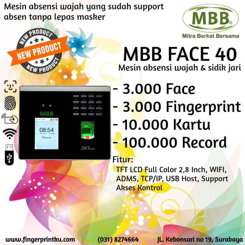 Jual Mesin Absensi Wajah Bisa Pakai Masker & Sidik Jari Alat Absen Scan ...