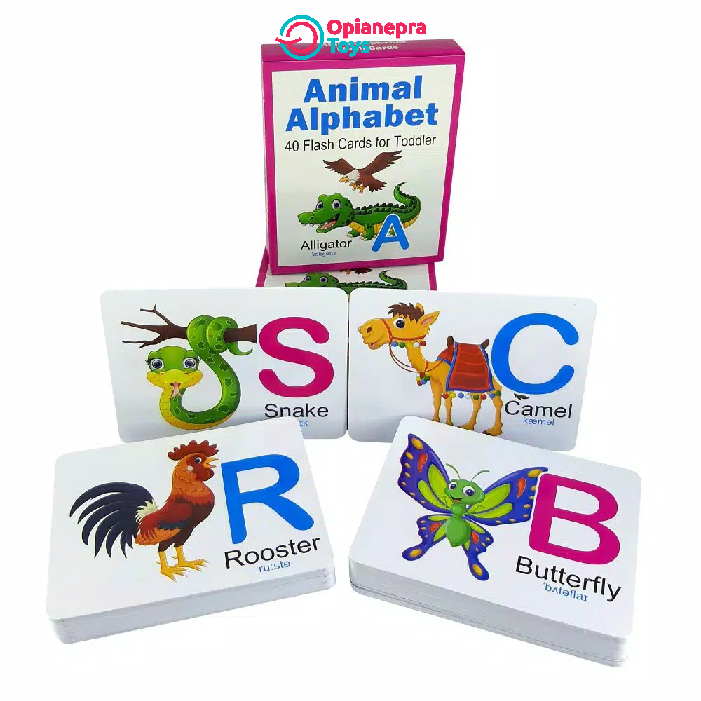 Jual ONTY Kartu Pintar Animal Alphabet Flash Card Mengenal Hewan Dan ...