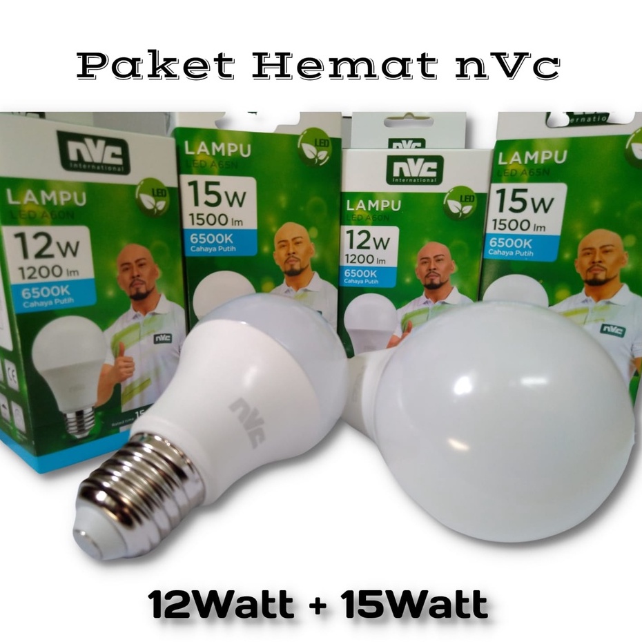 Jual PAKET HEMAT BUNDLING Lampu LED NVC-A60N 12W (2pcs) & Lampu LED NVC-A65N 15W (2pcs) Lampu ...