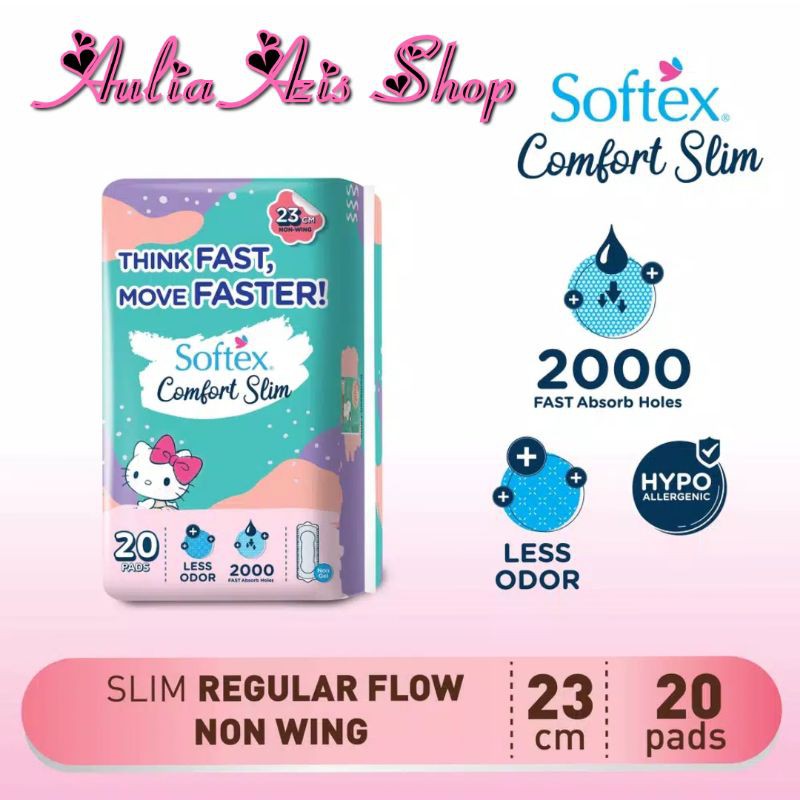 Jual SOFTEX HELLO KITTY comfort slim 23 cm pembalut isi 20 pads non ...