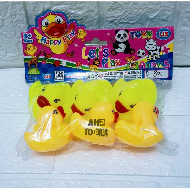 Mainan anak bebek cit cit karet 1set isi 6pcs mainan bebek kuning lets ...