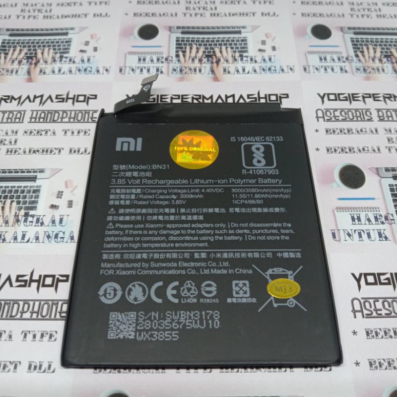 Jual BATRE BATREI BATERAI BATTERY XIAOMI REDMI NOTE 5A 5 A MI5X MI 5X ...