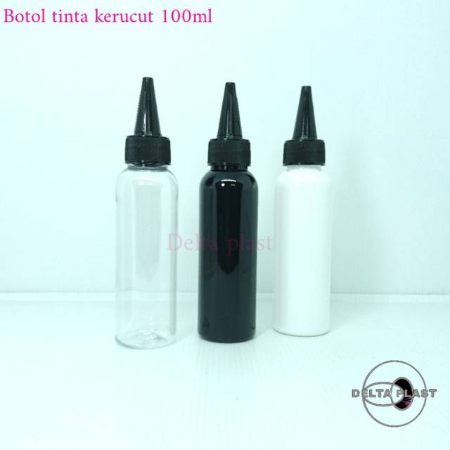 Jual Botol Tinta 100ml/Botol Krucut 100ml Tutup Hitam | Shopee Indonesia