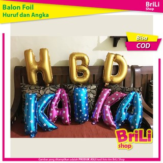 Balon Foil Huruf dan Angka Baloon Nama Ulang Tahun Ultah Gold Silver ...
