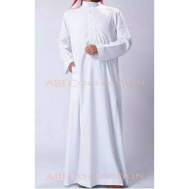 Jual Gamis Jubah Pria Saudi Putih Warna Polos / jubah ikhwan kerah ...