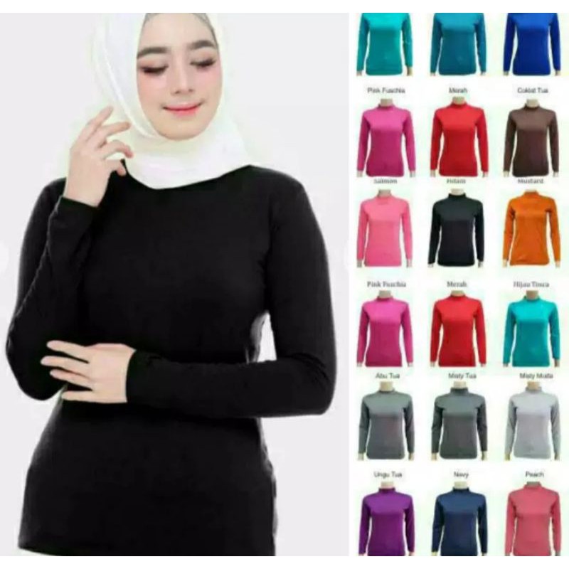 Jual Manset baju /dalaman baju lengan panjang high neck ( size fit to M & L ) | Shopee Indonesia