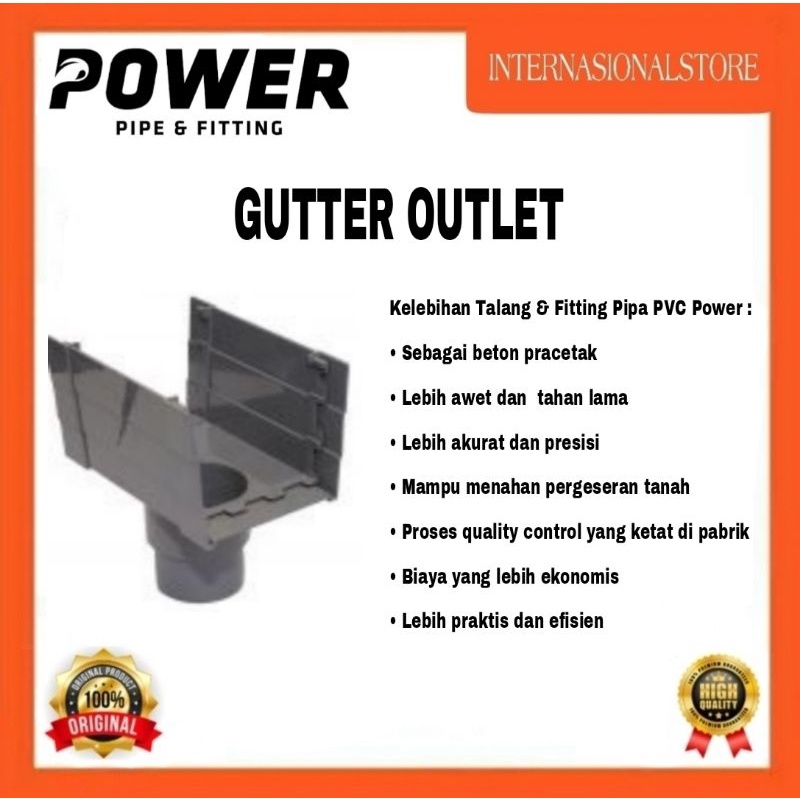 Jual gutter outlet ukuran 140 Talang & fitting pipa PVC Power | Shopee ...