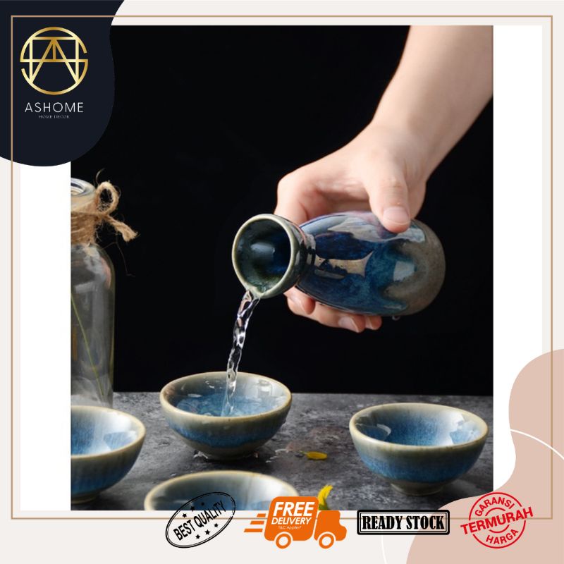 Jual ASHOME Teko Sake dan Gelas Sake Keramik Azure Collection / Teko ...