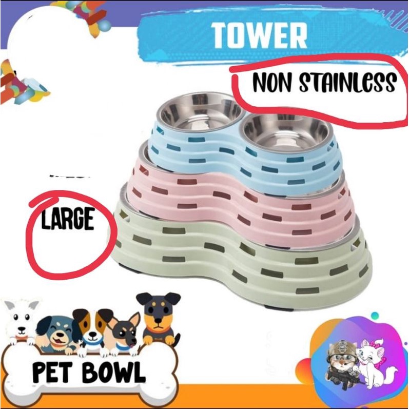 Jual TEMPAT MAKAN KUCING DOUBLE TOWER LARGE/TEMPAT MAKAN ANJING/TEMPAT ...