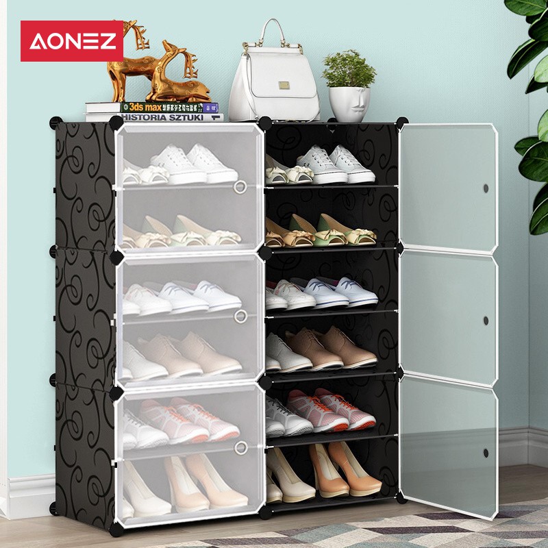 Jual Aonez Rak Sepatu Tertutup Rak Sepatu Susun Portable Lemari Sepatu ...