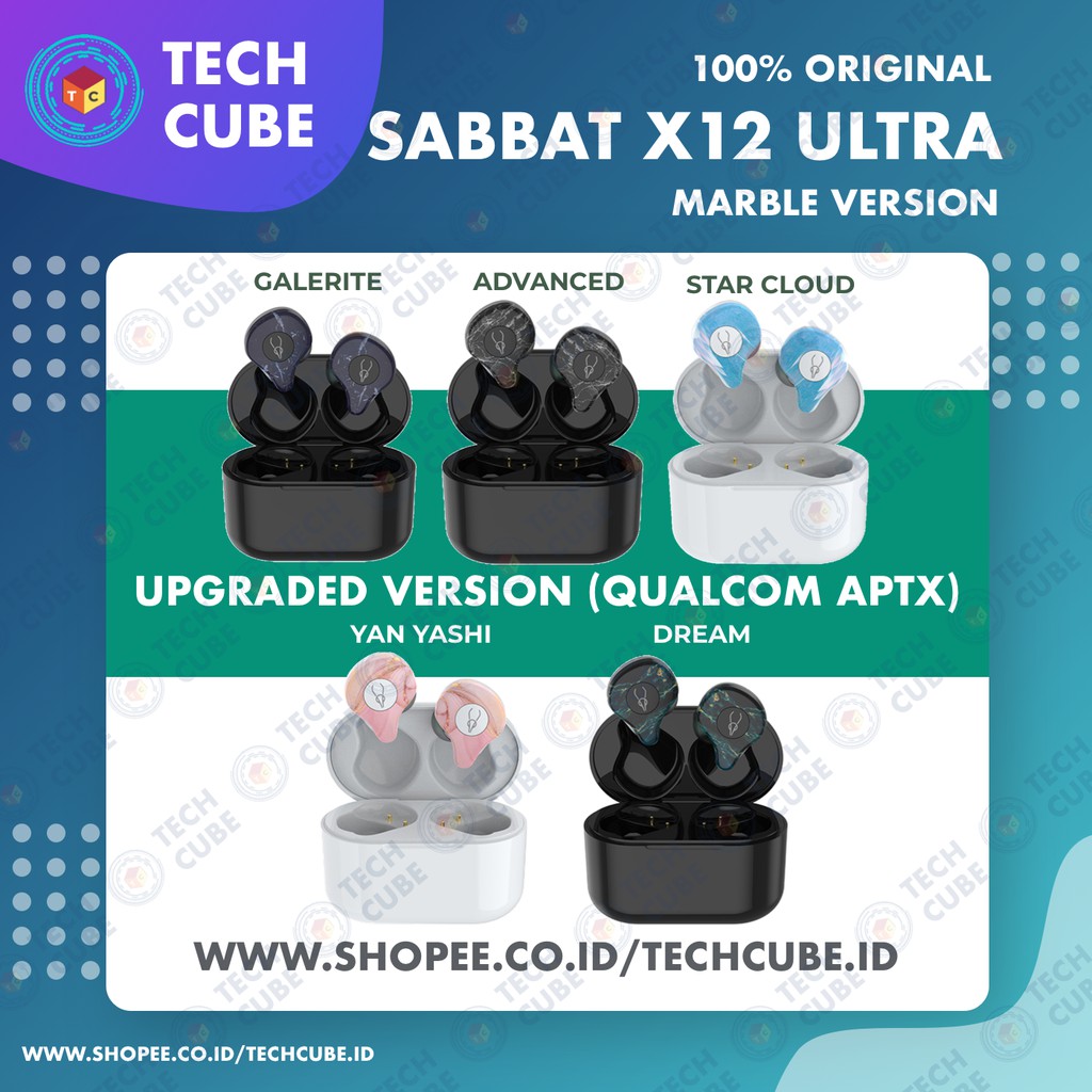 Sabbat X12 ULTRA Marble Qualcomm APTX Earphone Bluetooth 5.0 Alt E12 ...
