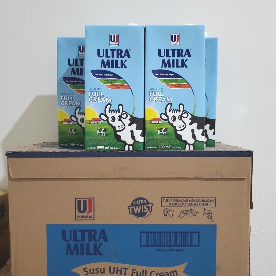 Jual Susu Ultra Milk Plain UHT Full Cream 1 liter 1000 ml Indonesia ...