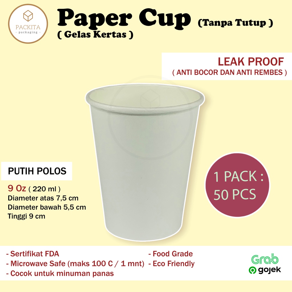 Jual Paper hot cup 9 oz / Gelas kertas tahan panas polos 220ml Indonesia|Shopee Indonesia