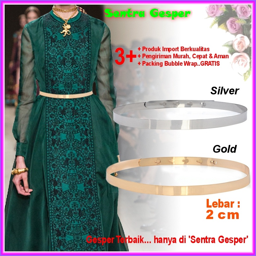 Jual Belt Sabuk Gesper Ikat Pinggang Plat Wanita Cantik Kecil GOLD ...