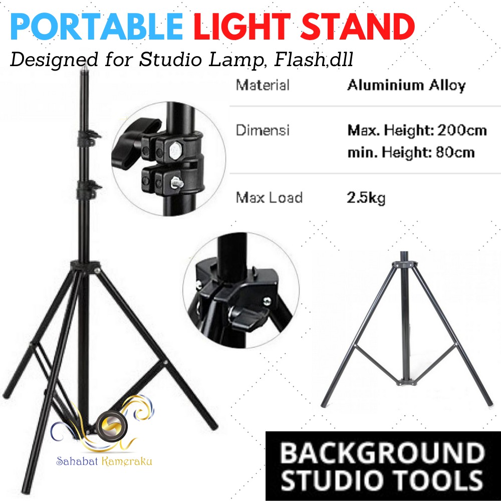 Jual Light Stand 200cm - Tripod Lightstand Lampu Studio like Takara | Tripod Ring Light | Tripod ...