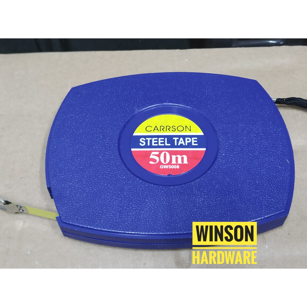 Jual CARRSON Meteran Plat Bulat Gulung 50m / Meteran Besi Persegi 50 ...