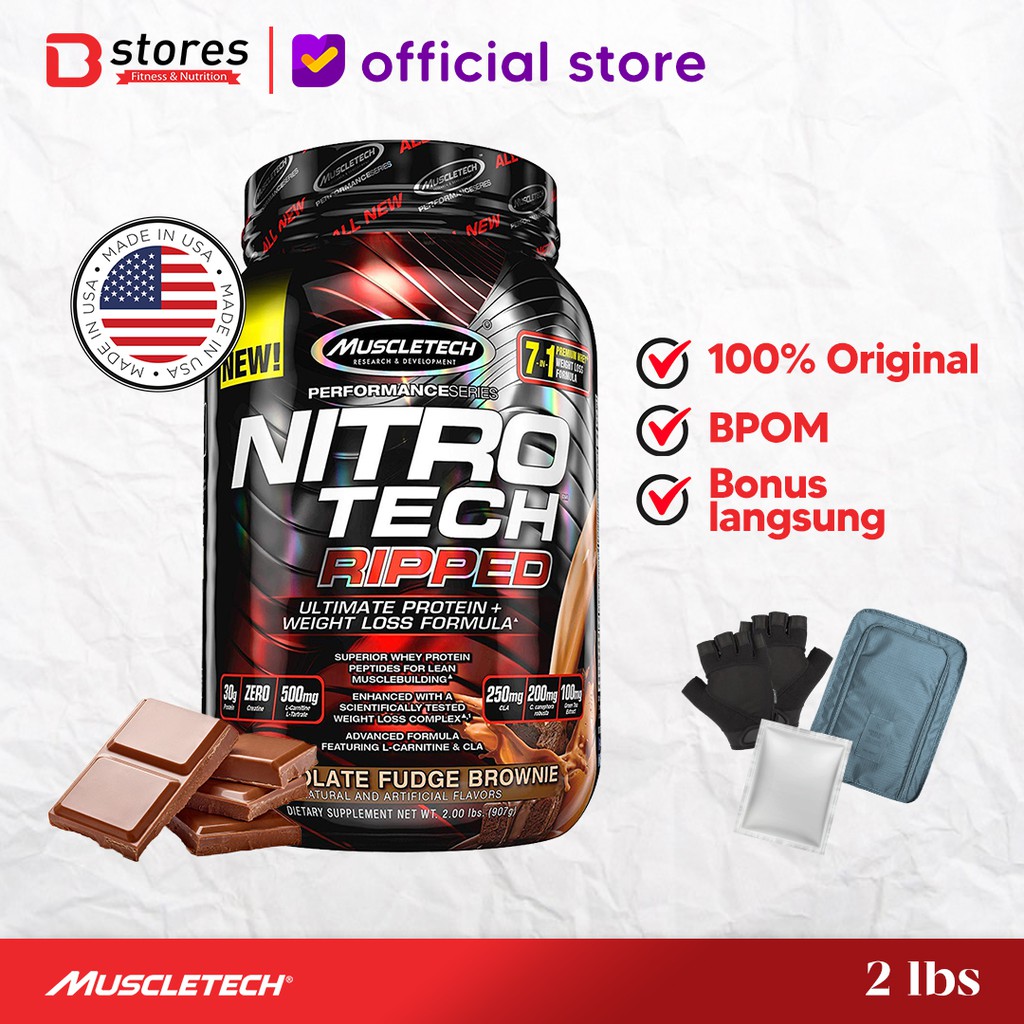 MUSCLETECH Nitrotech Ripped 2lb Whey Protein Bstores | Shopee Indonesia