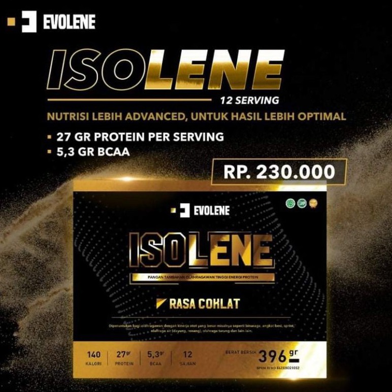 Jual ISOLENE 396gr BOX Evolene Whey Protein Isolate Isolen 396 gram 12 ...