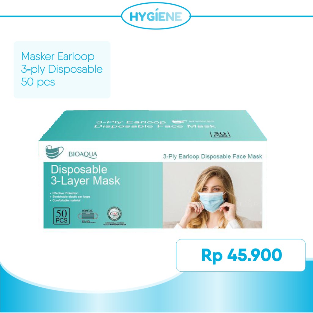 Jual BIOAQUA Official READY 1 Box isi 50pcs Masker 3Ply Mulut Wajah ...