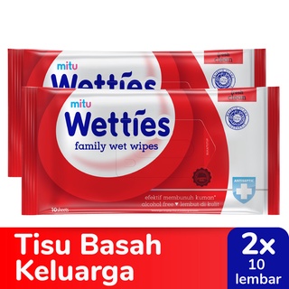 Jual Mitu Wetties Antiseptic Family Wet Wipes Fresh Clean 10'S x2 ...