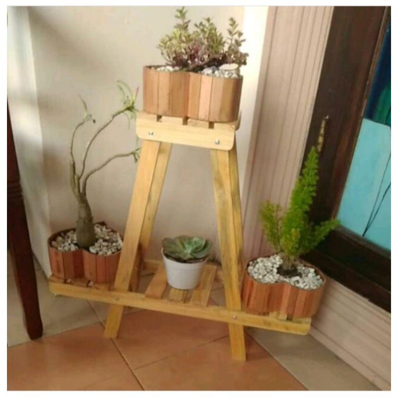 Jual PROMO! tempat bunga berat 1kg/ Rak bunga minimalis dari kayu halus ...