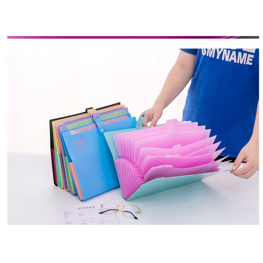 Multiple layer folder bag 12 sekat/File holder berlapis/Tempat ...