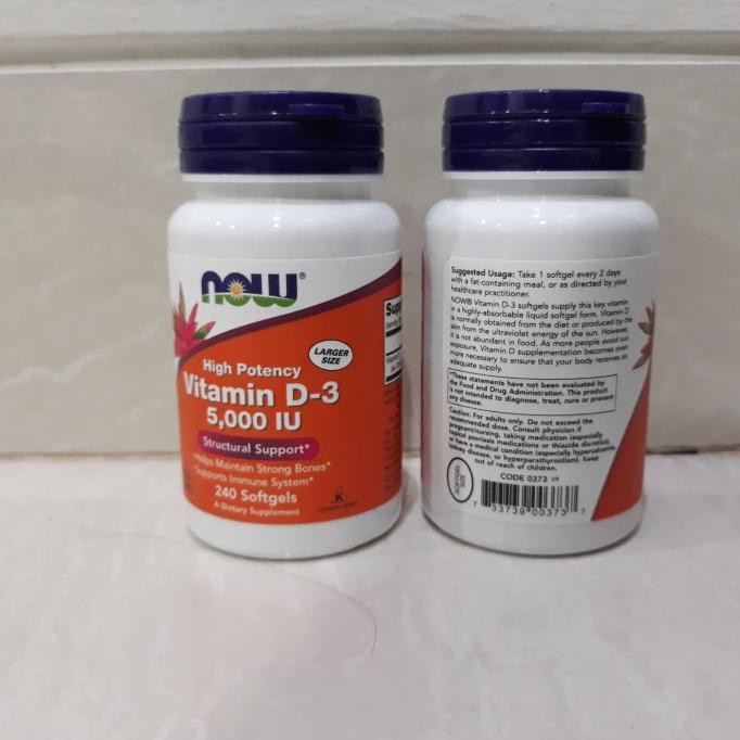 Jual vitamin- now vitamin d3 5000 iu - 240 softgels / now foods d3 ...