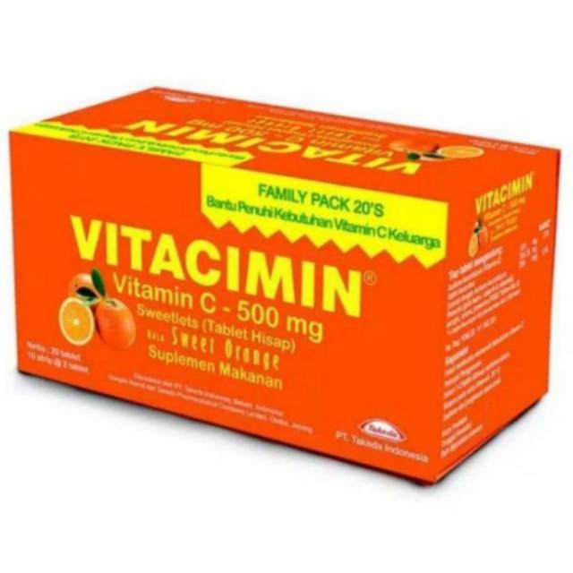 Jual Vitacimin rasa Orange 500mg 1 pack isi 10 strip (20 tablet ...