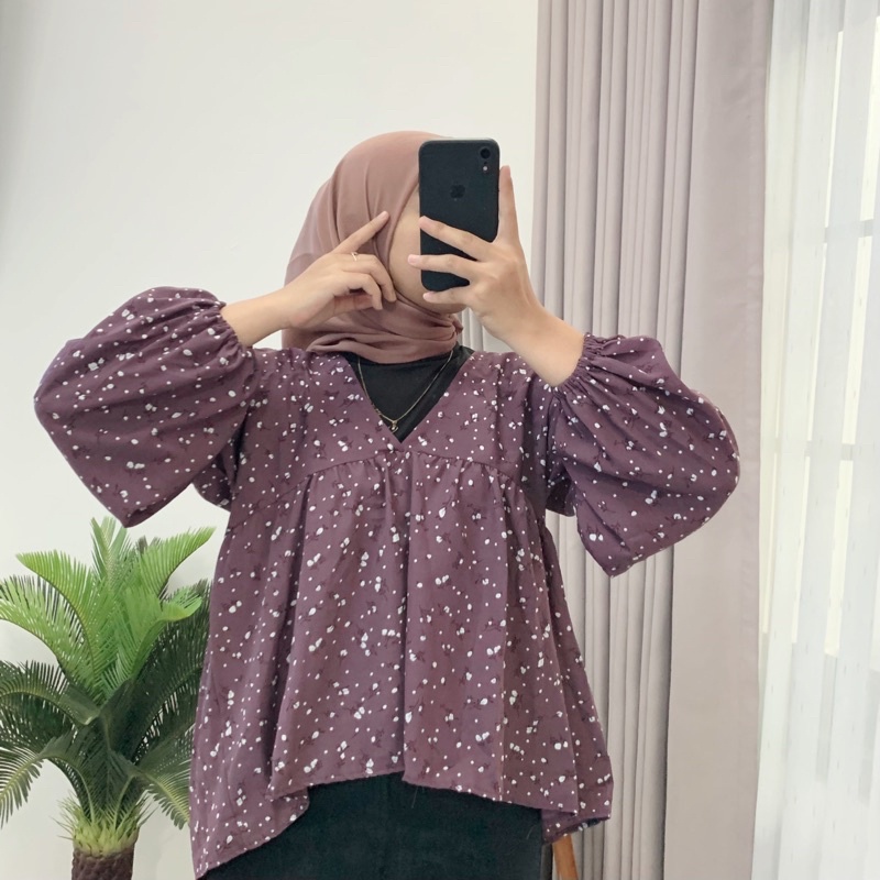 Jual BLOUSE KOREA BUNGA BUNGA KECIL || FLORAL KOREAN BLOUSE CERUTY ...