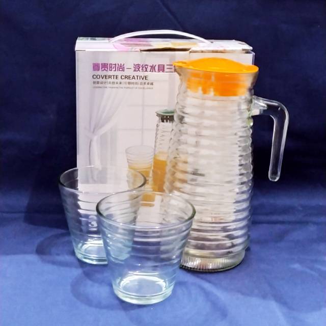 Jual Pitcher Set (dengan 2 gelas) / Pitcher Set gelas Kaca Bening ...