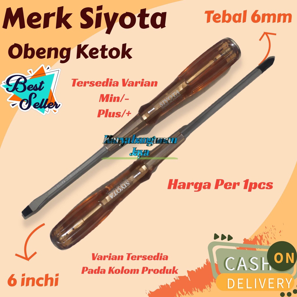 Jual Obeng Ketok Siyota 6 " Min Dan Plus /Obeng Ketok + Dan - /Harga ...
