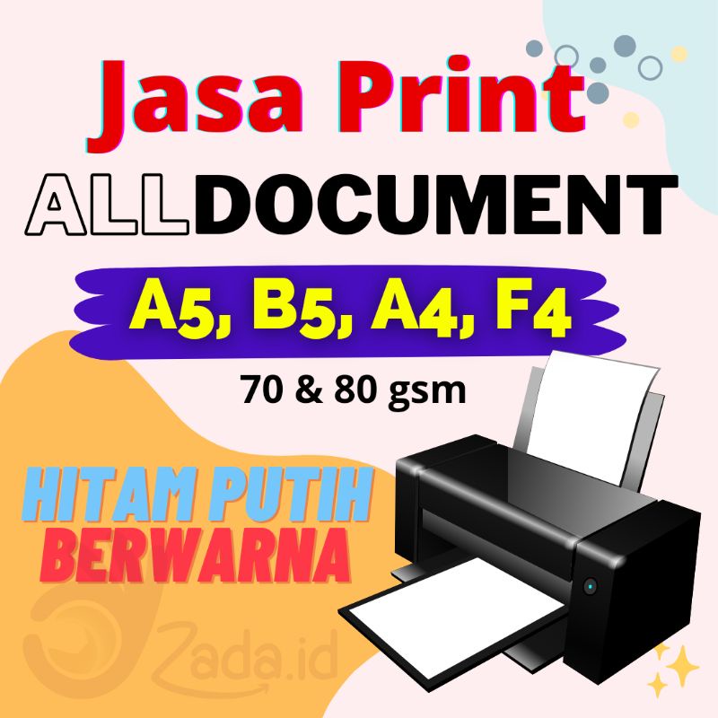 Jual Jasa Print Dokumen HVS A4 F4 Folio Binder A5 B5 Hitam Putih Berwarna Tanpa Minimal Order ...
