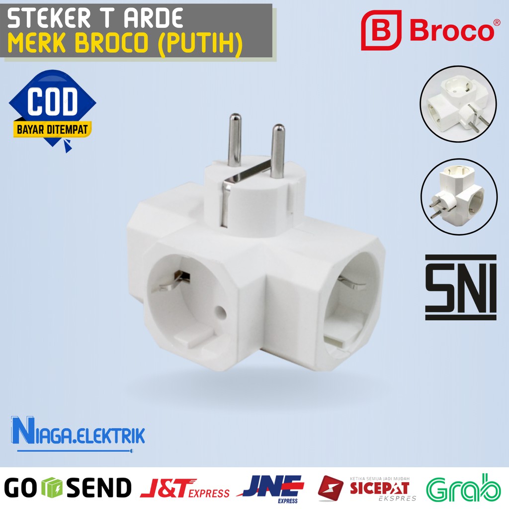 Jual Steker / seteker T , Stop Kontak arde Triple terminal 3 lubang ...