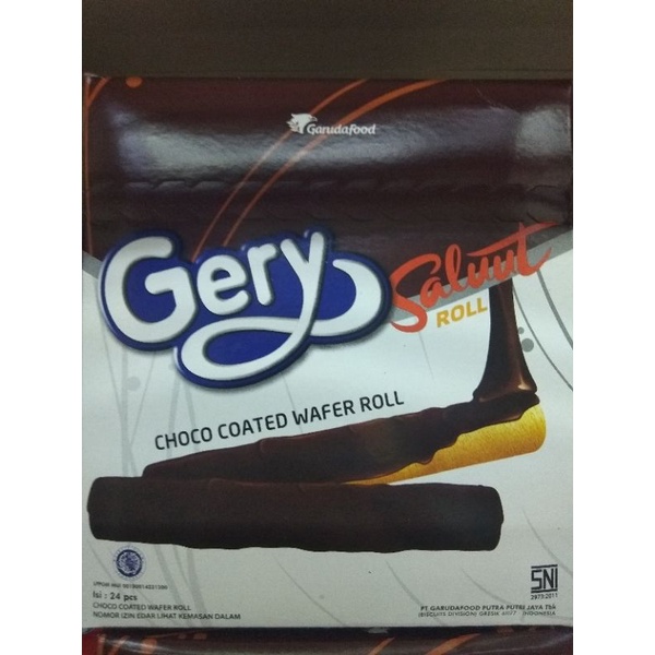 Jual Gery Salut Roll Choco Coated Wafer Roll isi 24 pcs | Shopee Indonesia