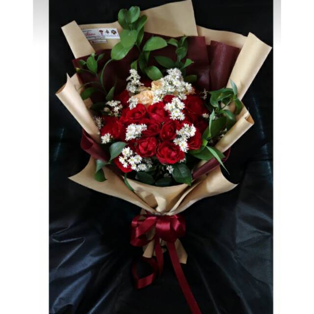 Jual Buket Bunga Mawar Asli 20 tangkai / Buket Bunga Mawar Segar/ Fresh ...