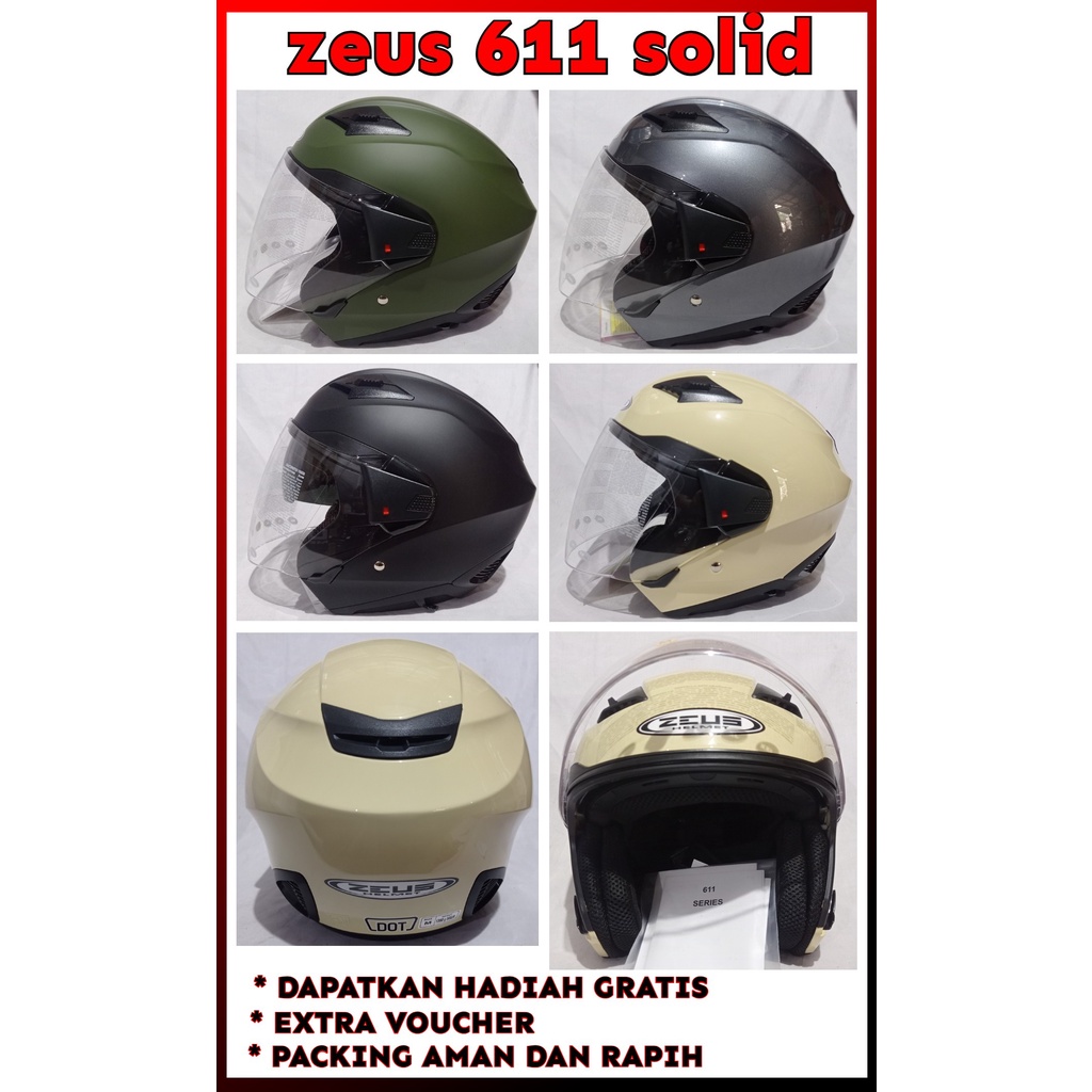 Jual Helm Zeus 611 Polos Original Zeus Double Visor | Shopee Indonesia