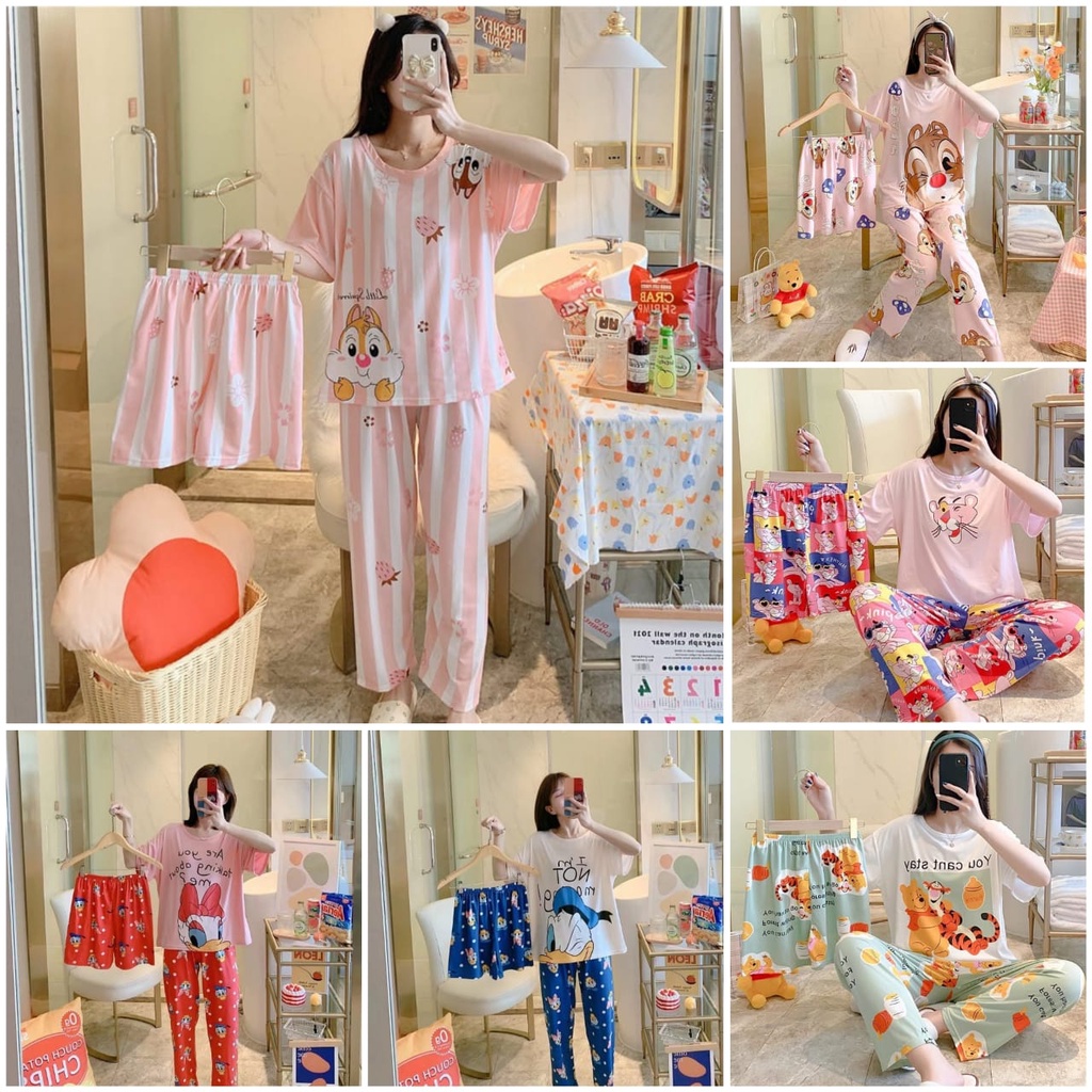 Jual Piyama wanita setelan baju tidur piama oversize 3in1 homewear ...