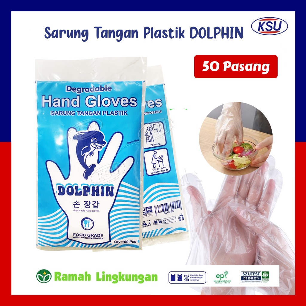 Jual Sarung tangan plastik Dolphin Maxiclin isi 50 pasang / sarung tangan degradable | Shopee ...
