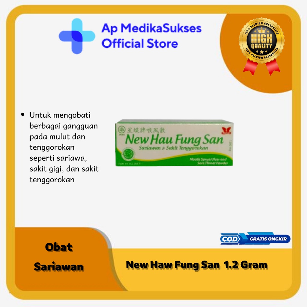 Jual New Hau Fung San Bubuk Sariawan & Sakit Tenggorokan 1.2 Gram ...