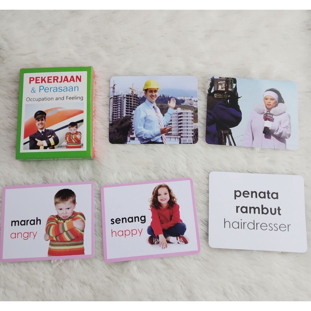 Jual Kartu mengenal pekerjaan dan perasaan, flashcard profesi dan ...