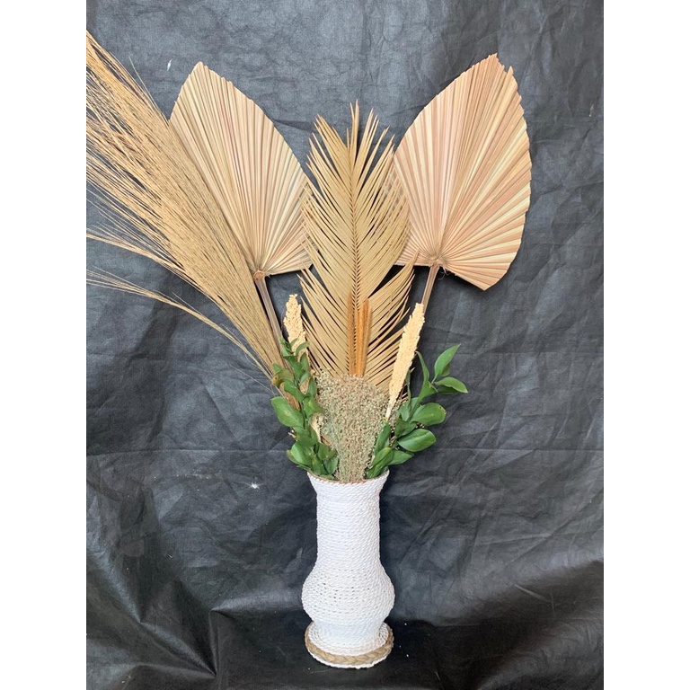 Jual Paket bunga kering rustic palem20CM+vas guci 25CM | Shopee Indonesia