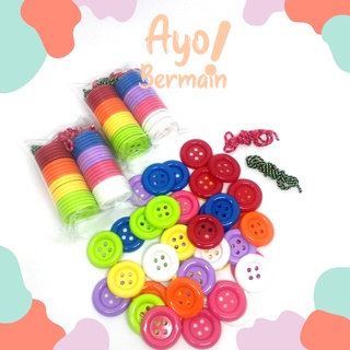 Jual Meronce Kancing Besar Isi 40 Pcs / Lacing 8 Warna / Mainan Edukasi ...