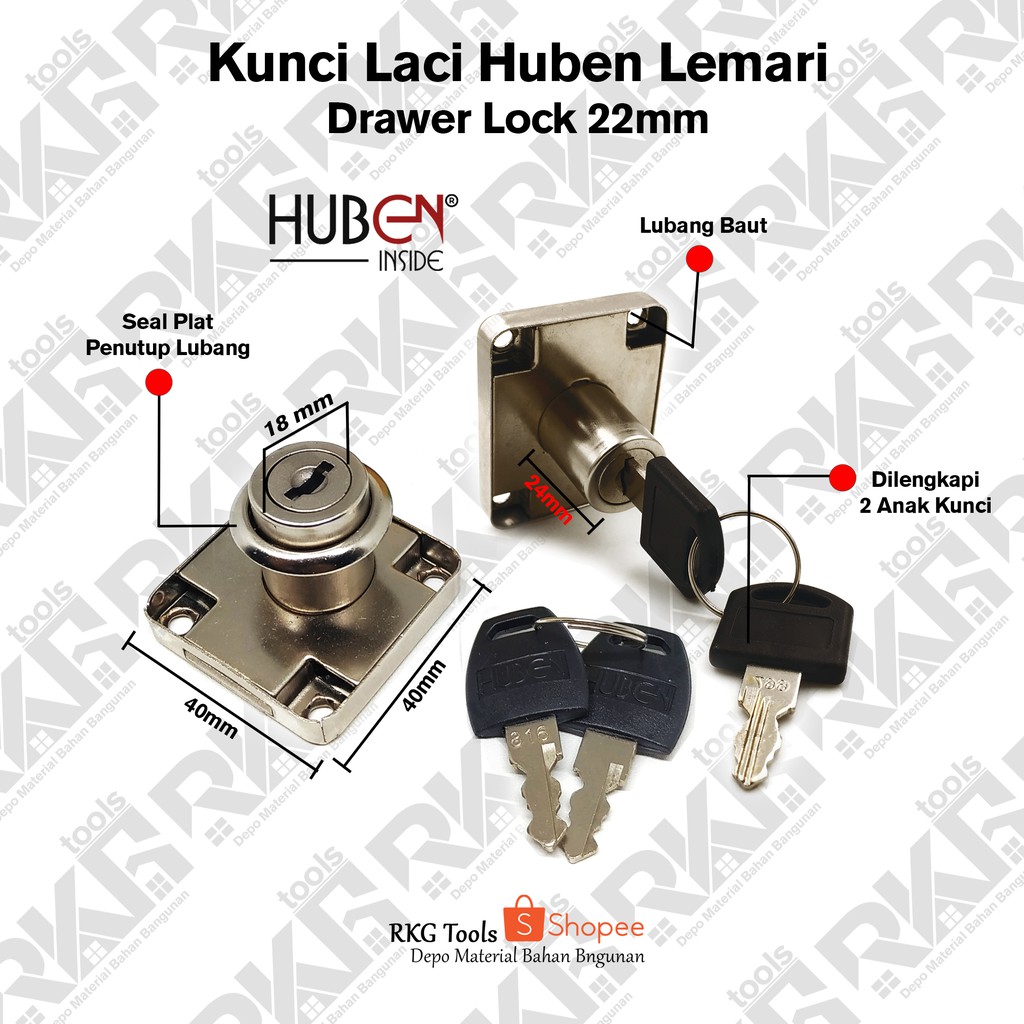 Kunci Laci Huben l Lemari l Drawer Lock 18mm | Shopee Indonesia