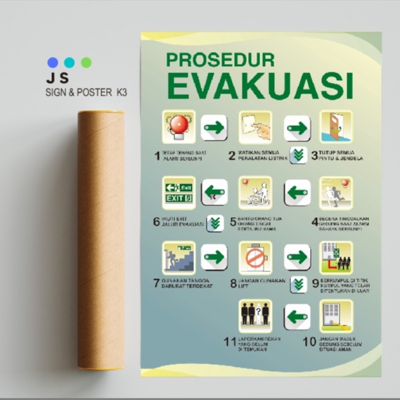 Jual POSTER SAFETY K3 - PROSEDUR EVAKUASI | Shopee Indonesia