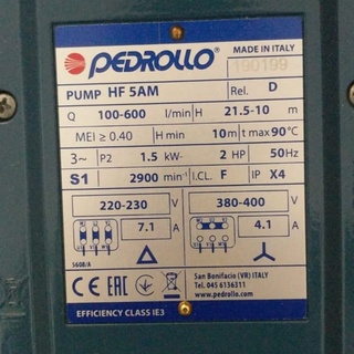 Jual PEDROLLO HF 5 AM 3 phase 2 inch 2 hp pompa air sirkulasi centrifugal | Shopee Indonesia