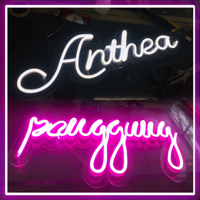 Jual Neon flex ukuran 40x15 cm custom mix warna design bebas logo sign ...