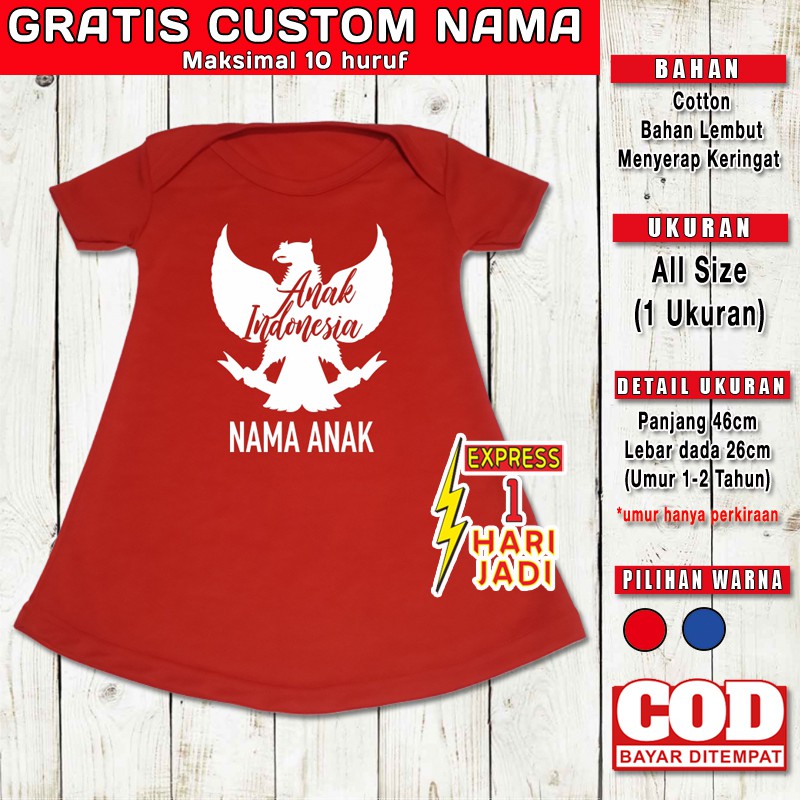 Jual dress anak perempuan indonesia garuda GRATIS CUSTOM NAMA 17an ...