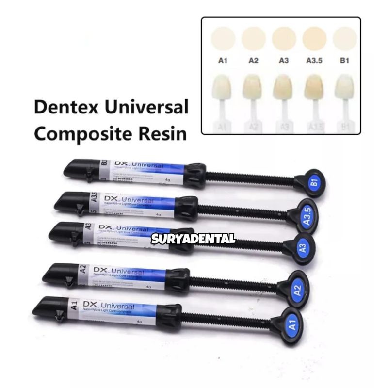 Jual DENTEX Composite Resin Light Cure Bonding Agent A1 A2 A3 EXW Shade | Komposit Composit ...