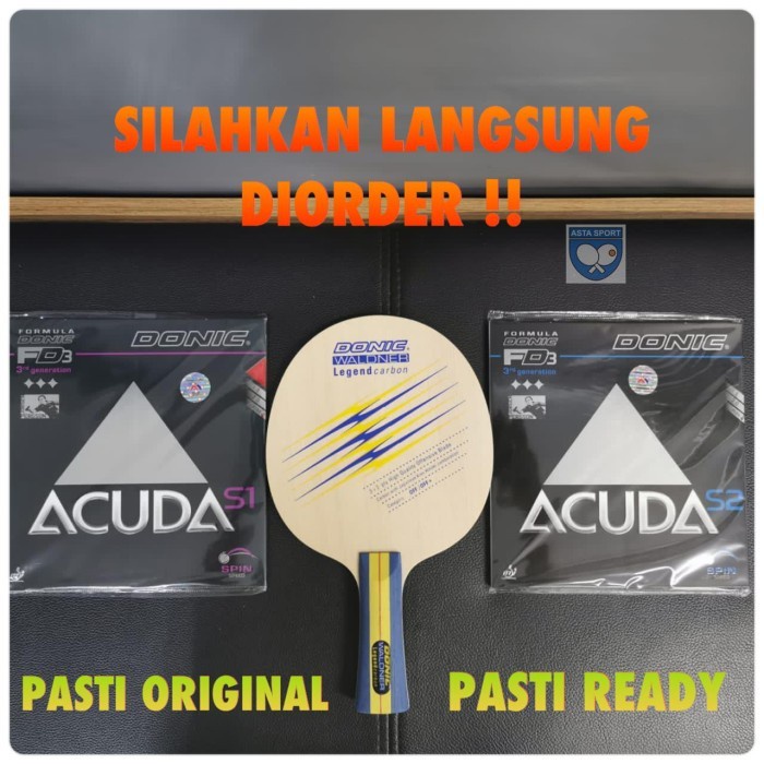Jual DM Bat Pingpong Donic Waldner Legend Carbon lengkap karet Acuda Set | Shopee Indonesia