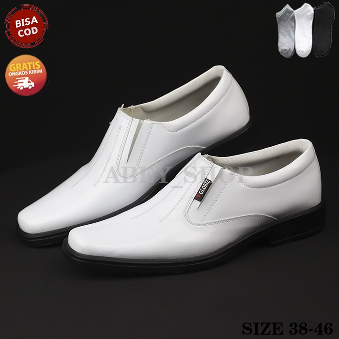 Jual Sepatu Pantofel Putih Pria Sepatu Dinas Harian Kerja Formal Sepatu ...